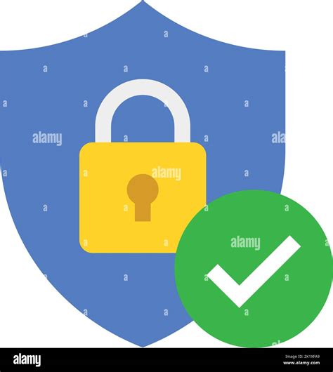 Shield With Padlock And Check Mark Modern Flat Vector Icon Stock
