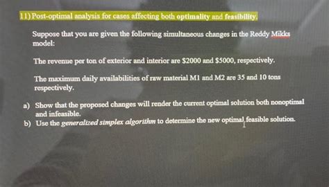11 Post Optimal Analysis For Cases Affecting Both