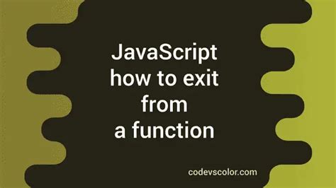 How To Exit From A Function In JavaScript CodeVsColor