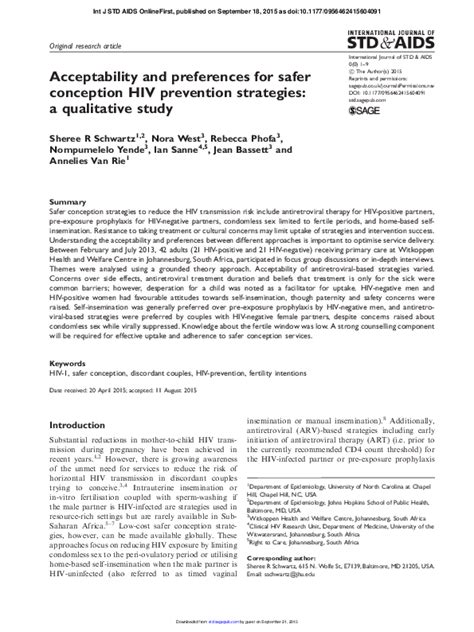 Pdf Acceptability And Preferences For Safer Conception Hiv Prevention Strategies A