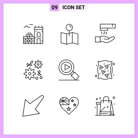 9 Icons In Line Style Outline Symbols On White Background Creative Vector Signs For Web Mobile