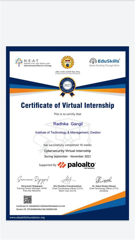 Radhika Gangil On Linkedin Paloaltonetworks Aicteinternship Itmgwalior