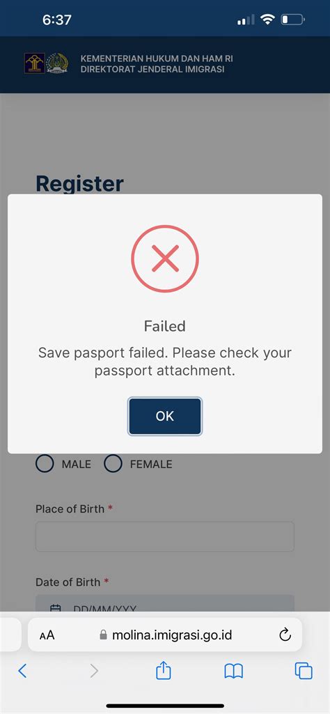 e voa passport error message r bali