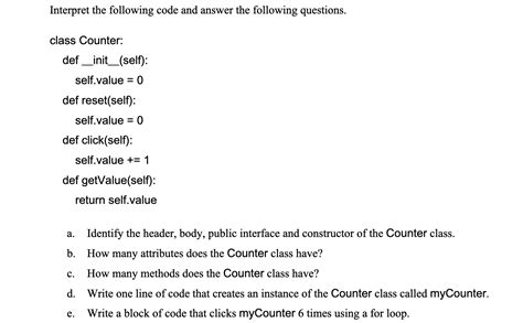 solved interpret the following code and answer the following