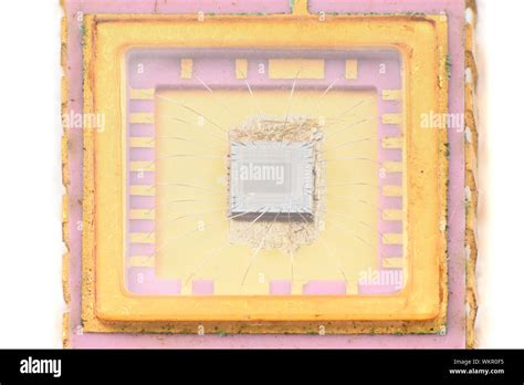 Old Used Soviet Made Microcircuit Isolated On White Background High Resolution Photo Full