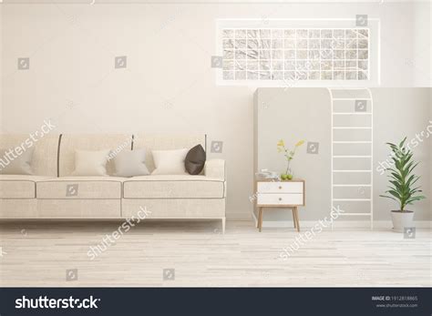 소파가 있는 하얀 거실 스칸디나비아 인테리어 스톡 일러스트 1912818865 Shutterstock