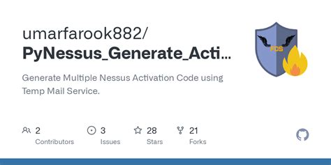 GitHub Umarfarook PyNessus Generate Activation Code Generate Multiple Nessus Activation GitHub Umarfarook PyNessus Generate Activation Code Generate Multiple Nessus Activation