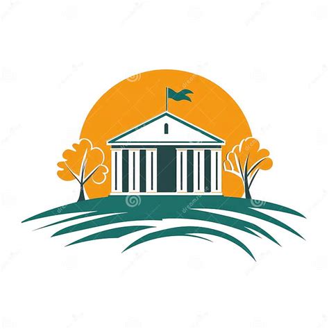 Elegant Illustration Of A Classical Building With Trees And Sunset