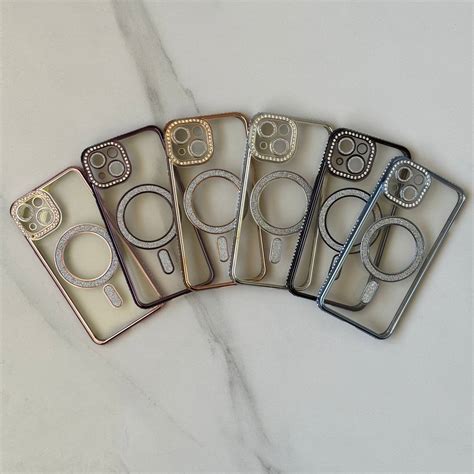 خرید قاب شاین نگینی به همراه محافظ لنز و مگ سیف آیفون Iphone