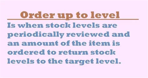 what is order up to level 2 formulas for calculation