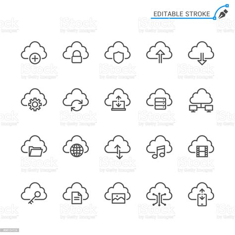클라우드 컴퓨팅 얇은 아이콘 편집 가능한 선입니다 픽셀 완벽 한입니다 컴퓨터 네트워크에 대한 스톡 벡터 아트 및 기타 이미지 컴퓨터 네트워크 0명 Brand Name