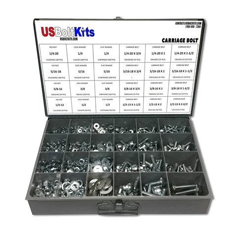 1250 Piece Carriage Bolt Assortment Us Bolt Kits