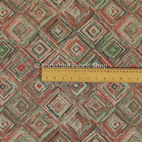 Cubed Geometric Inspired Pattern Green Pink Blue Coloured Chenille