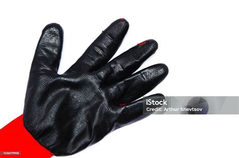 노동자를위한 장갑 검은 고무 코팅으로 빨간색 으로 건설 검은 색 빨간색 장갑 흰색 배경에 장갑 손바닥 위 아래로 장갑에 장갑 가죽에 대한 스톡 사진 및 기타 이미지 Istock