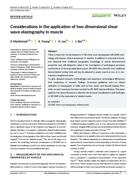 Pdf 2d Shear Wave Elastography In Muscle Assessment
