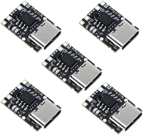 Hiletgo 5pcs Tp4057 1a 3 7v Lithium Battery Charging Board With Protection Type C