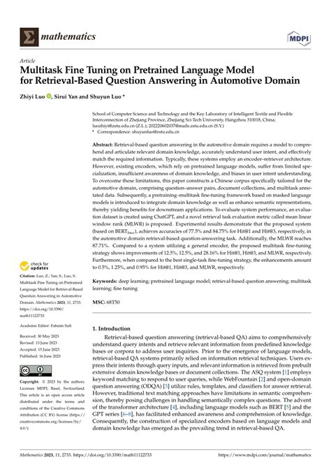 Pdf Multitask Fine Tuning On Pretrained Language Model For Retrieval