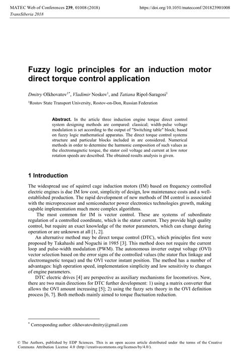 Pdf Fuzzy Logic Principles For An Induction Motor Direct Torque Control Application