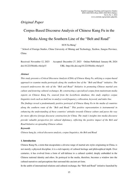 Pdf Corpus Based Discourse Analysis Of Chinese Kung Fu In The Media