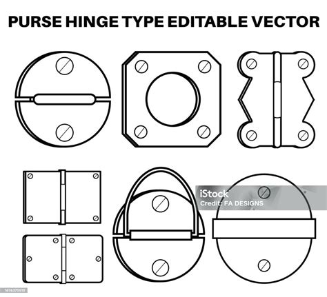 Hinge Flat Sketch Vector Illustration Set Of Jewellery Box Hinges Small
