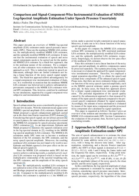 Pdf Mmse Log Spectral Amplitude Estimator For Multiple Interferences