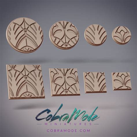 3d Printable Palm Tile Pattern Base Pack 8pcs Round And Square