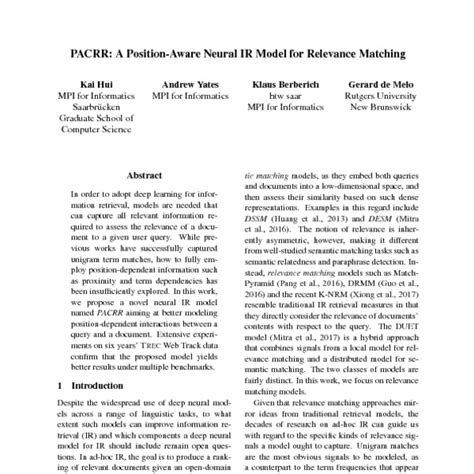 Pacrr A Position Aware Neural Ir Model For Relevance Matching Acl