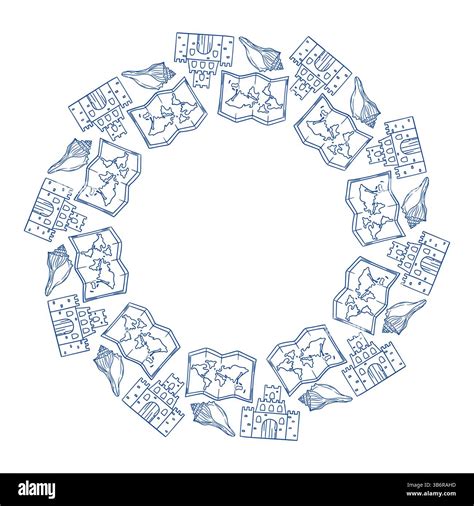 Circular Pattern Of Flying Birds And Seashells In A Minimalist Design Stock Vector Image And Art