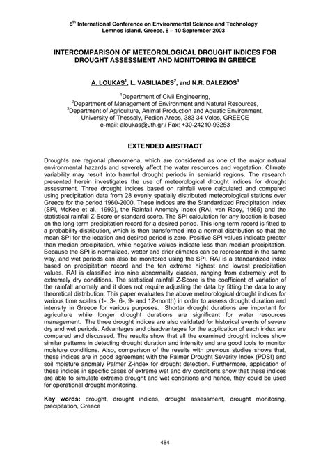 Pdf Intercomparison Of Meteorological Drought Indices For Drought Assessment And Monitoring In