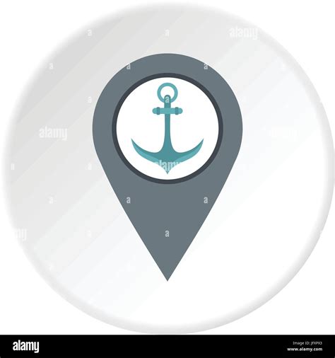 Gray Map Pointer With Anchor Symbol Icon Circle Stock Vector Image Art Alamy