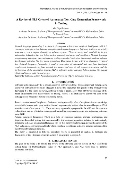 Pdf A Review Of Nlp Oriented Automated Test Case Generation Framework In Testing