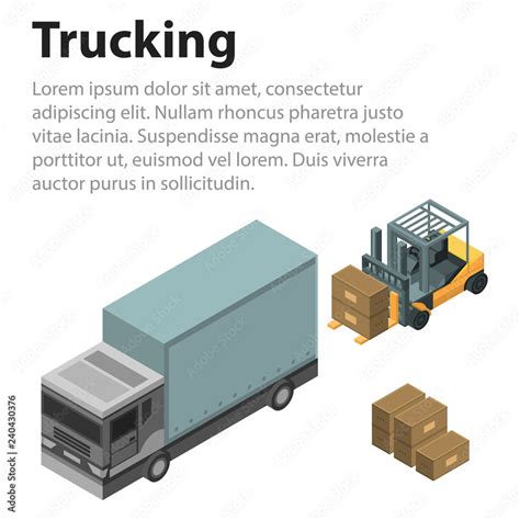 Trucking Loading Concept Background Isometric Illustration Of Trucking Loading Vector Concept