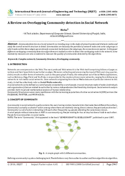 Pdf A Review On Overlapping Community Detection In Social Network