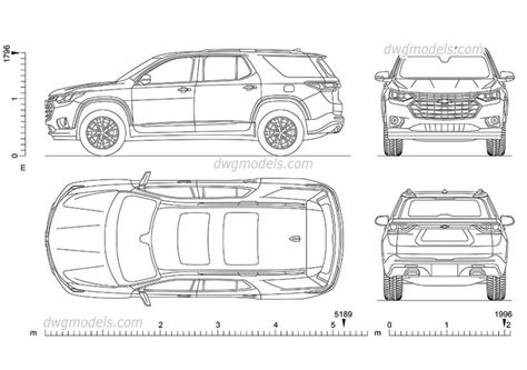 Chevrolet Traverse Cad Blocks Download Autocad Car Drawing Dimensions