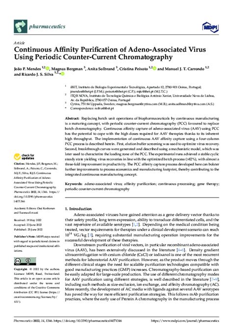 Pdf Continuous Affinity Purification Of Adeno Associated Virus Using Periodic Counter Current
