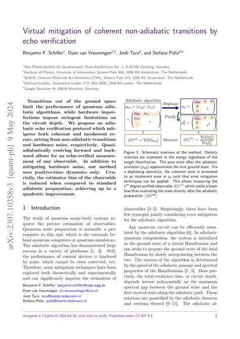 Pdf Virtual Mitigation Of Coherent Non Adiabatic Transitions By Echo Verification