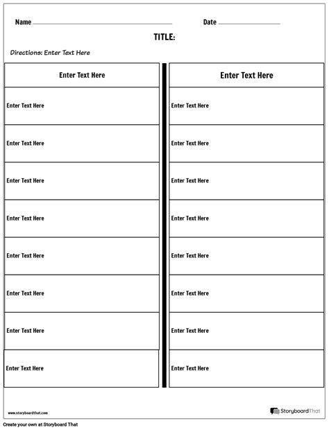3 Column T Chart Template Storyboard Por Storyboard Template