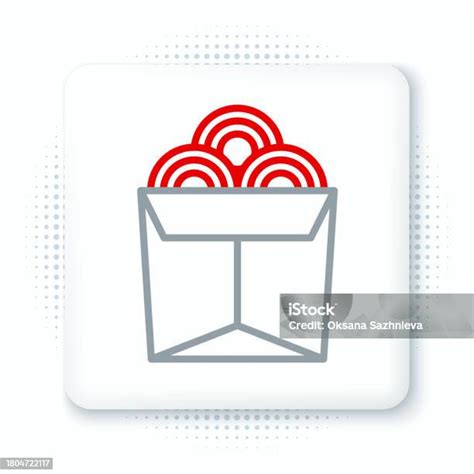 흰색 배경에 고립 된 종이 상자와 젓가락 아이콘에 아시아 국수를 줄 길거리 패스트푸드 한국어 일본어 중국 음식 다채로운 개요 개념 벡터 0명에 대한 스톡 벡터 아트 및 기타