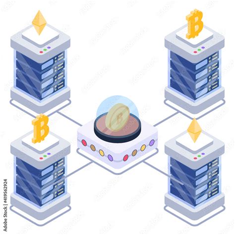 Server Attached With Computer Denoting Isometric Icon Of Shared Datacenter Stock Vector Adobe