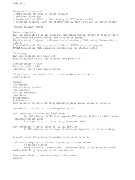 Ccna Ii Chapter 1 Summary Pdf Routing Router Computing