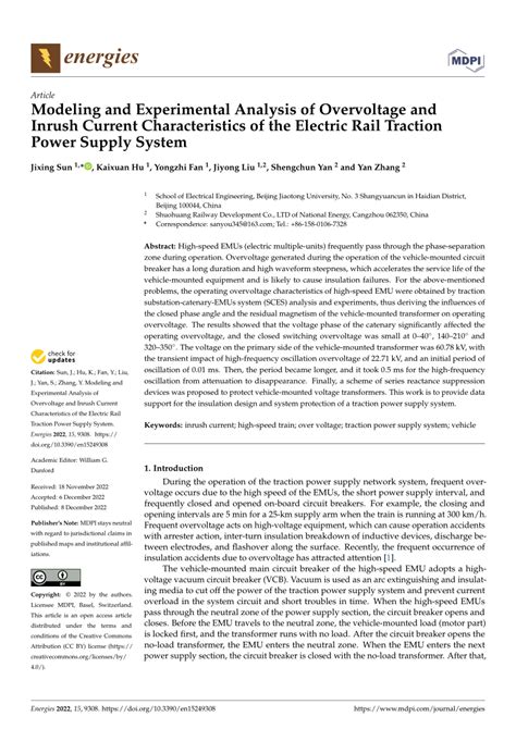 Pdf Modeling And Experimental Analysis Of Overvoltage And Inrush Current Characteristics Of