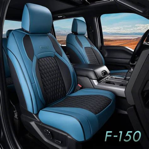 F 350 Super Duty Faux Leather Custom Front And Rear Seat Covers Blue