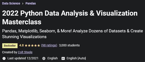 2022 年 Python 数据分析和可视化大师班 2022 Python Data Analysis And Visualization