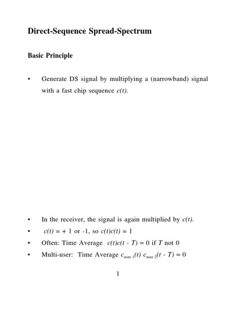 Direct Sequence Spread Spectrum Basic Principle Pdf Signal Processing Electronic Engineering