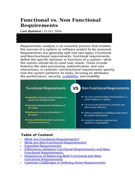 Functional Vs Nonfunctional Requirements Pdf Usability Reliability Engineering