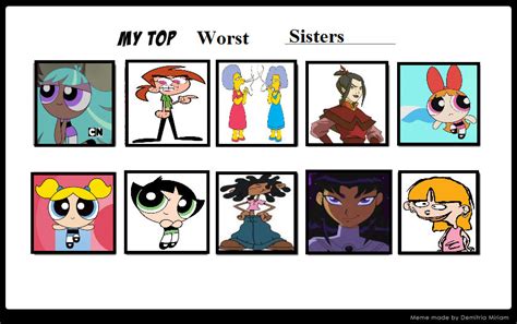 Top 10 Worst Cartoon Sisters By Marjulsansil On Deviantart