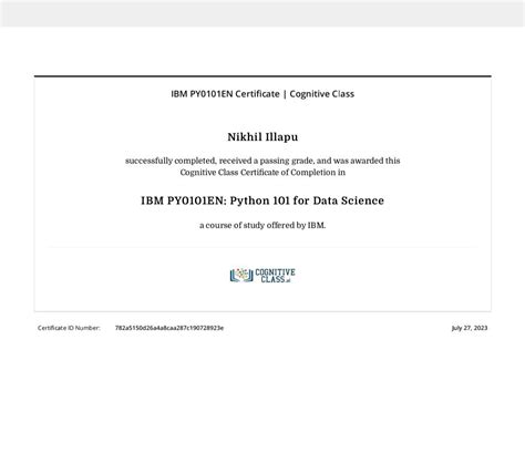 Nikhil Illapu On Linkedin I Have Done A Certificate In Ibm Python 101