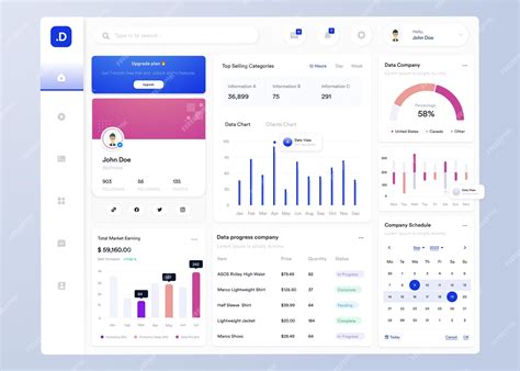 Premium Vector Ui Ux Infographic Dashboard Ui Design With Graphs Charts And Diagrams Web