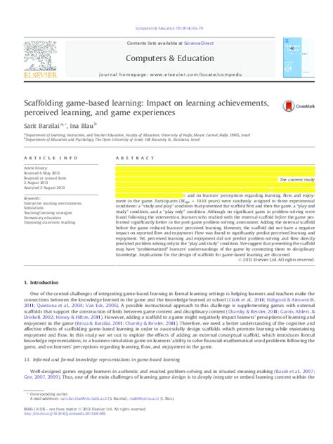 Pdf Scaffolding Game Based Learning Impact On Learning Achievements