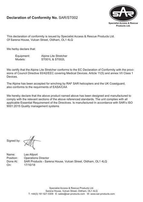 Pdf Declaration Of Conformity No Sar St002 Dokumen Tips